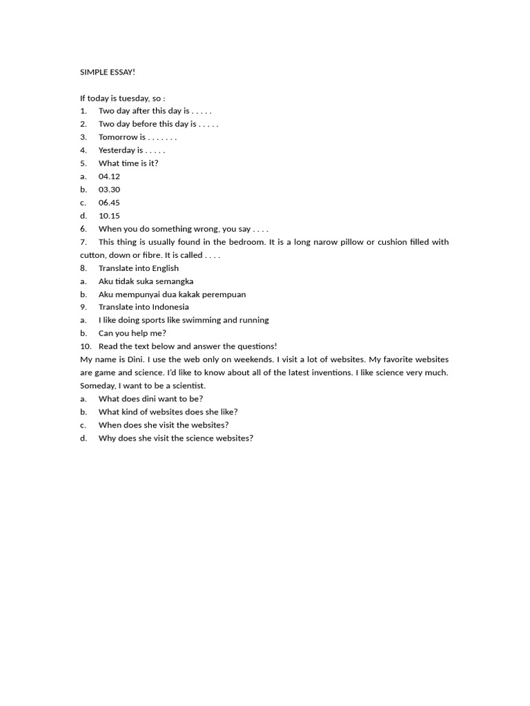 Simple Essay Part 2 | PDF