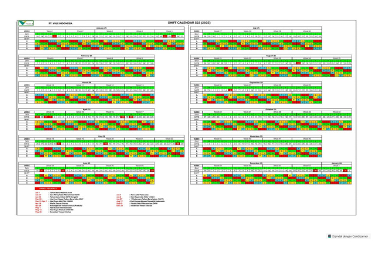 Roster Shift 523 Tahun 2025 | PDF