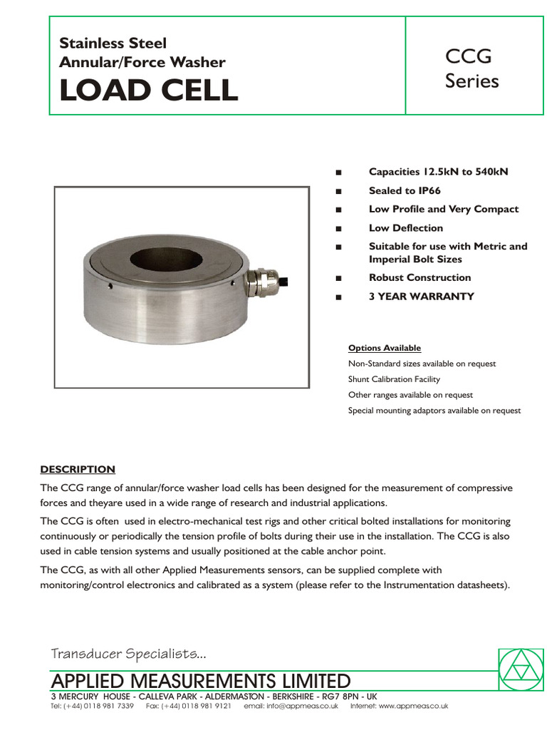 Load Cell: Specification | PDF | Electricity | Manufactured Goods