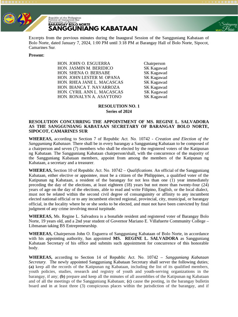 RESOLUTION - SK SEC | PDF | Government