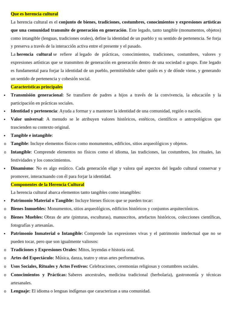 Herencia Cultural: Definición y Ejemplos | PDF | Patrimonio cultural ...