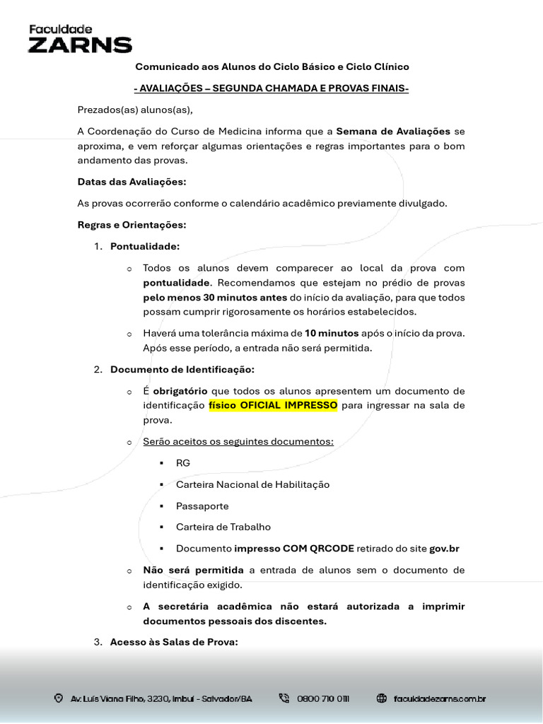 Comunicado Sobre As Avaliacoes Alunos Pfinais Cicl 251117 142627 | PDF ...