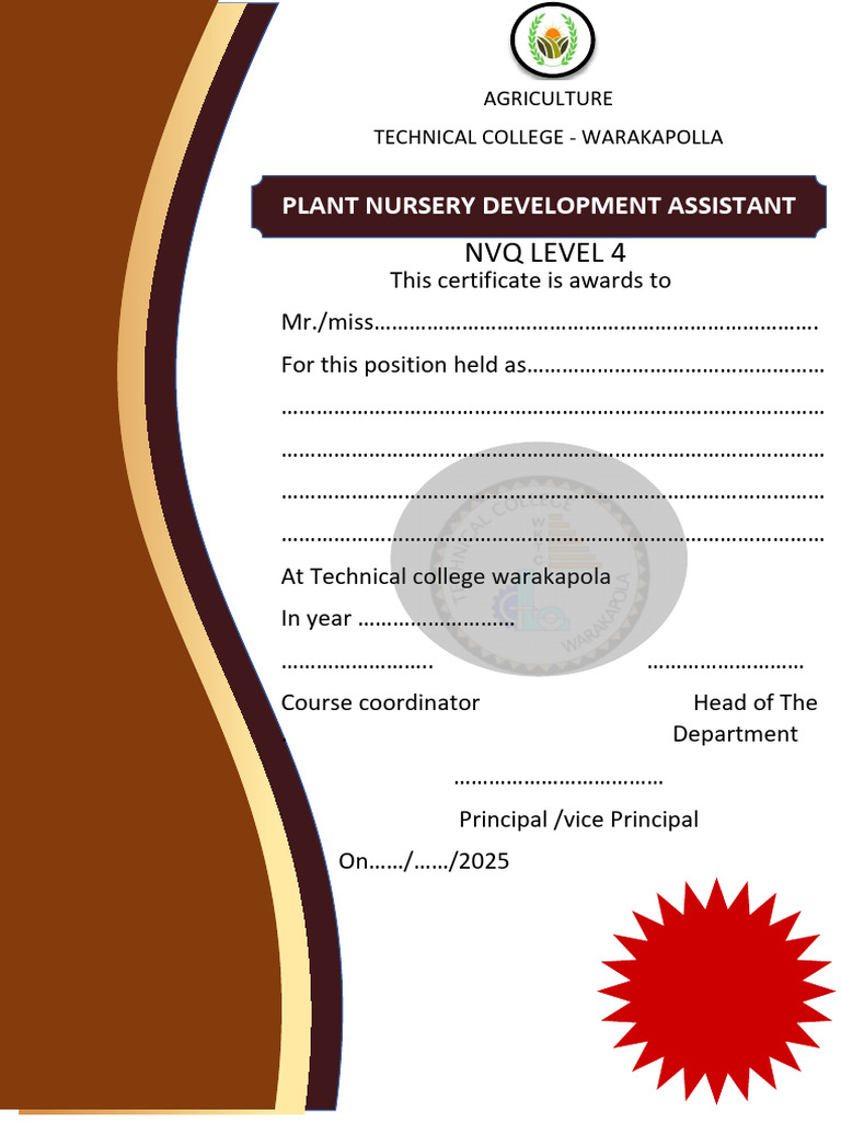 Plant Nursery Development Assistant: NVQ Level 4 | PDF