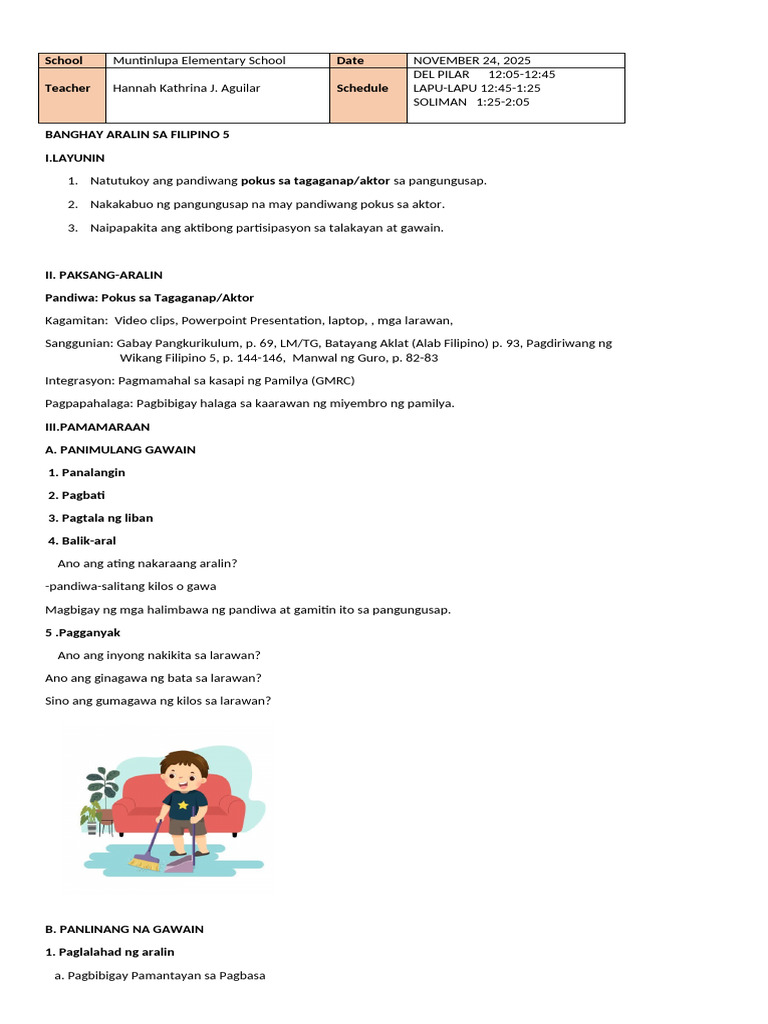 PANG URI Lesson Plan 1 | PDF