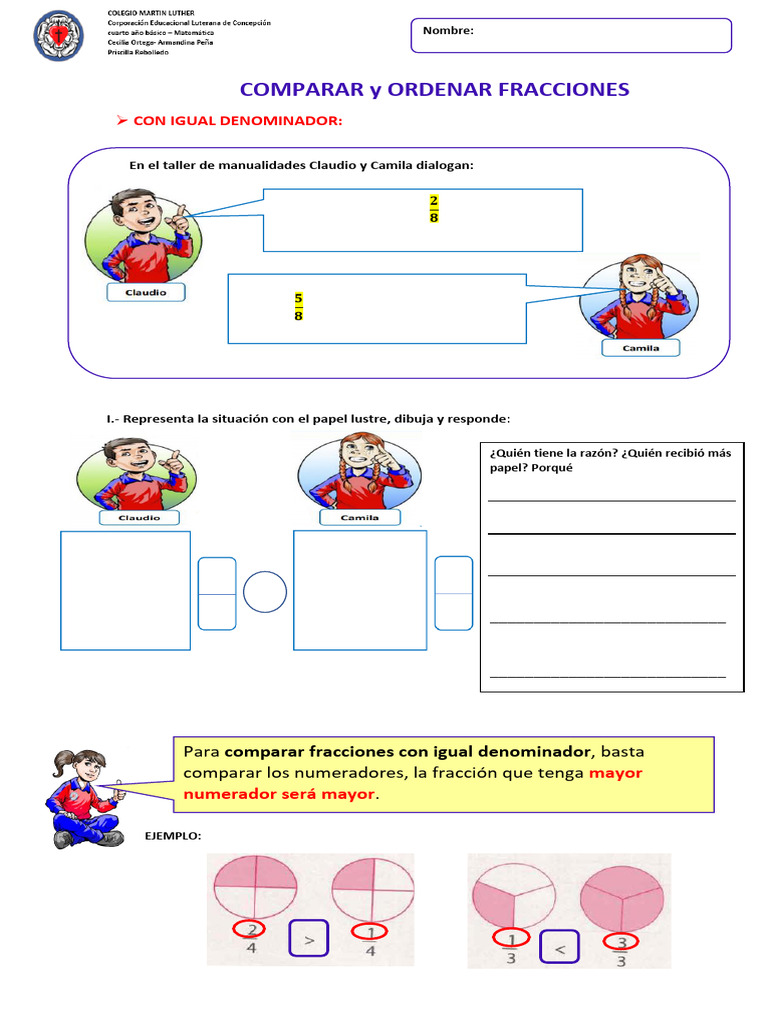 Comparando y Ordenar Fracciones | PDF | Matemáticas | Teoría de los números