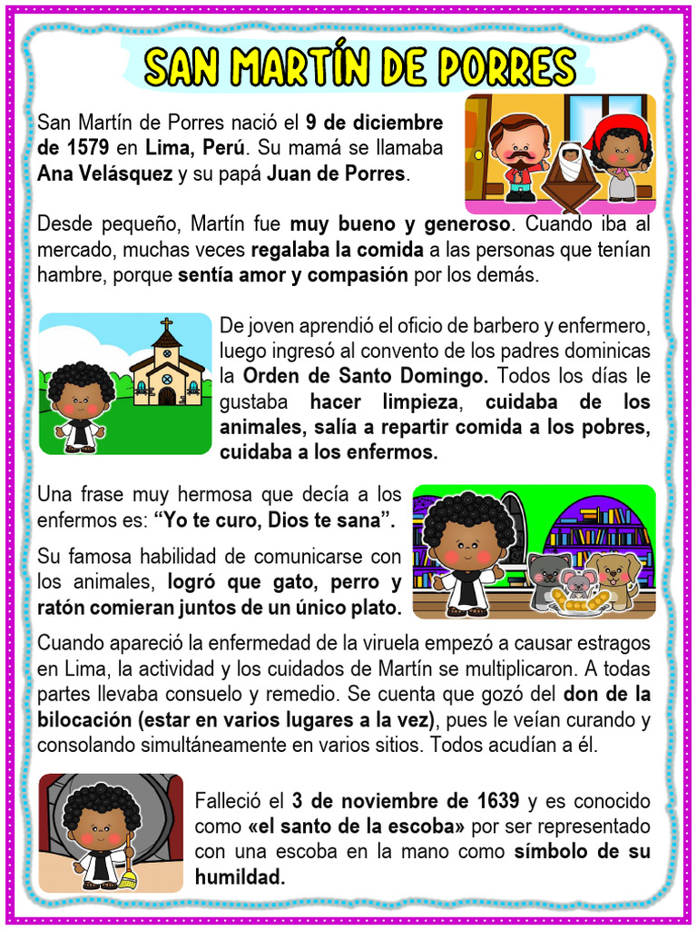 Ficha Conocemos La Historia de San Martìn de Porres Maestra Janet | PDF