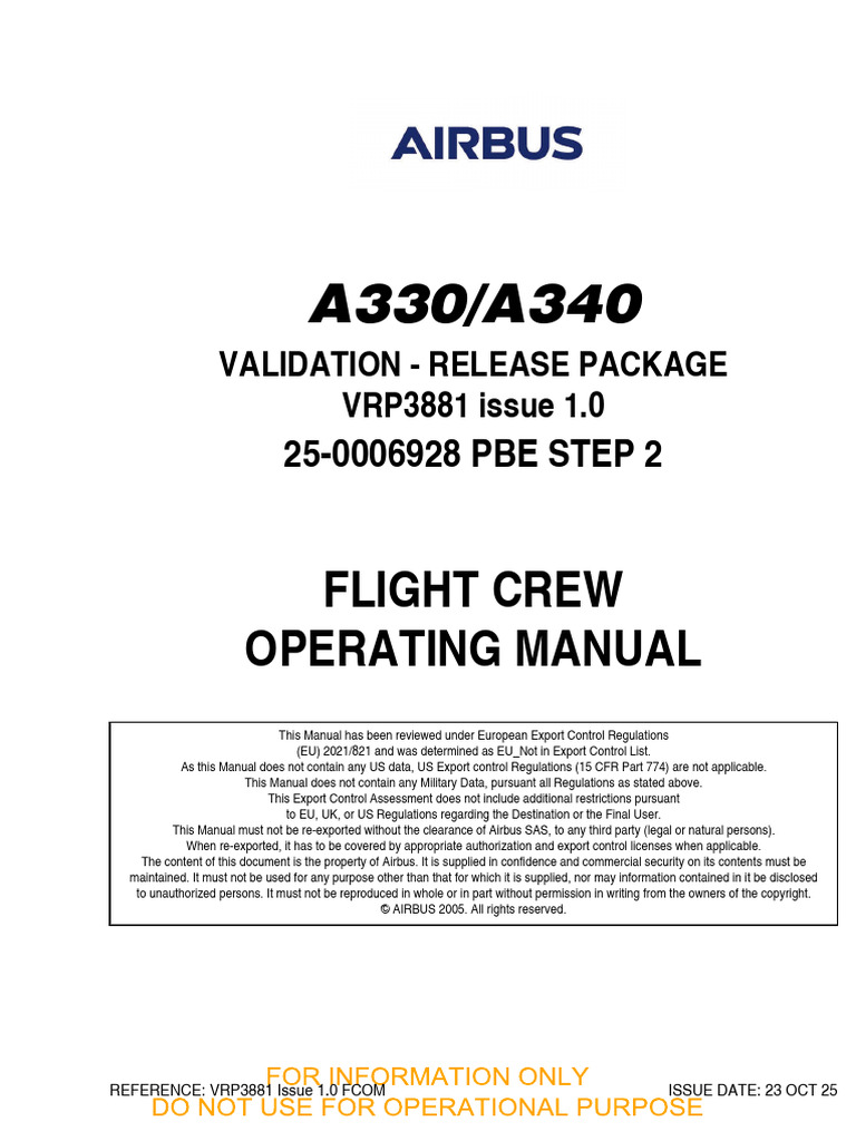 FCOM A330 Advanced | PDF | Oxygen