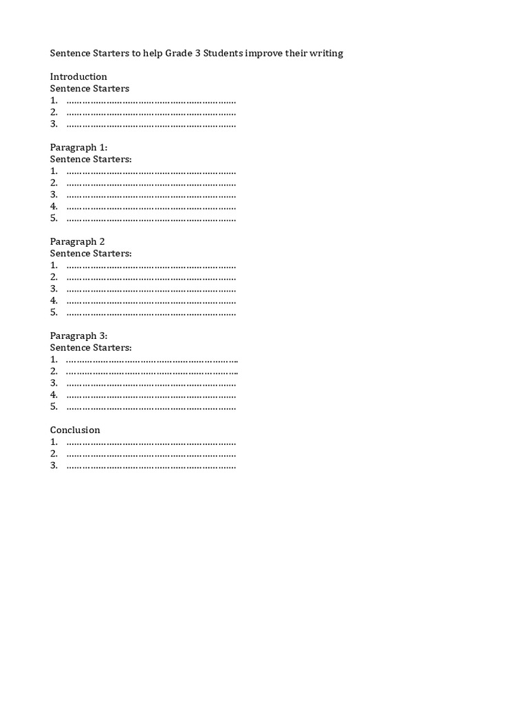 Sentence Starters | PDF