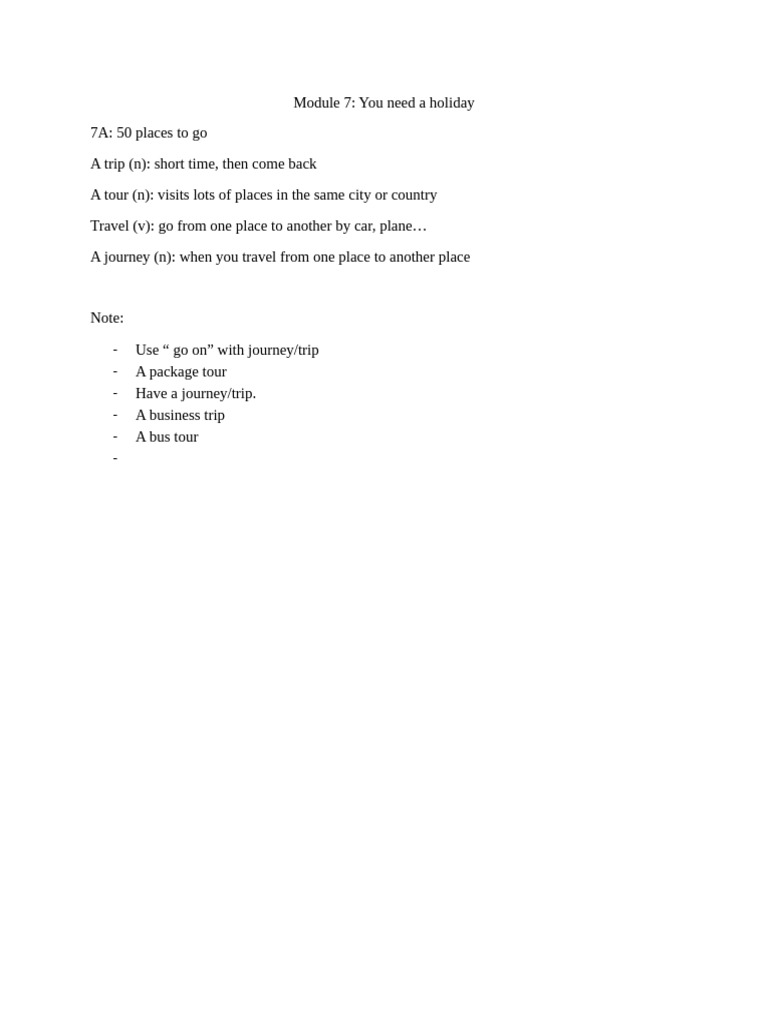 Module 7 You Need A Holiday | PDF