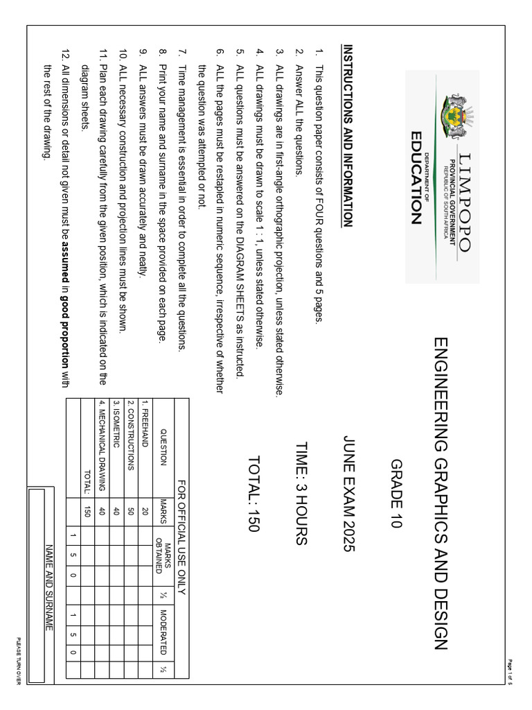 2025 June Egd Gr10 English | PDF | Drawing | Euclidean Geometry