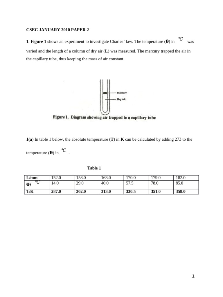 Csec Physics Jan 2010 p2 1 | PDF | Momentum | Heat Transfer