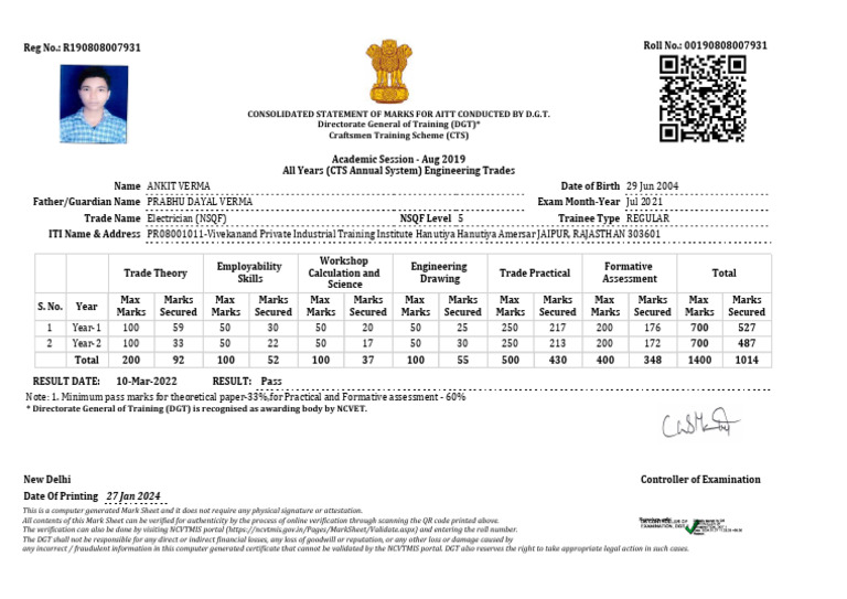 Iit Marksheet | PDF