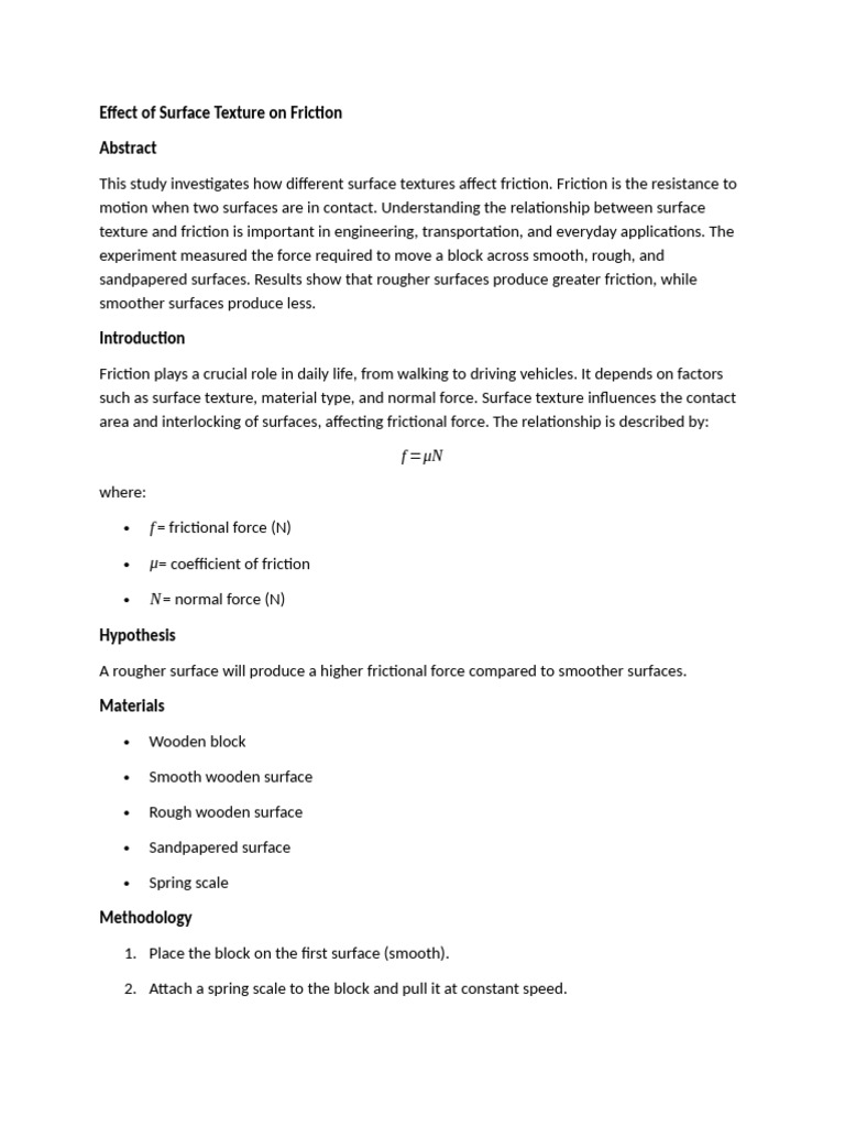 Surface Texture's Impact on Friction | PDF