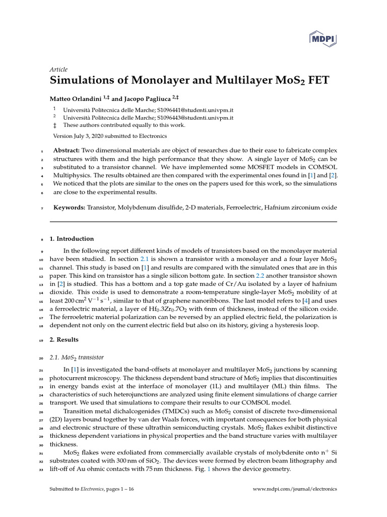 Report MDPI Template | PDF | Field Effect Transistor | Electromagnetism