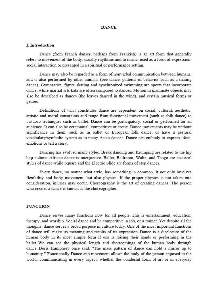 Dance Report | PDF | Dances | Ballet