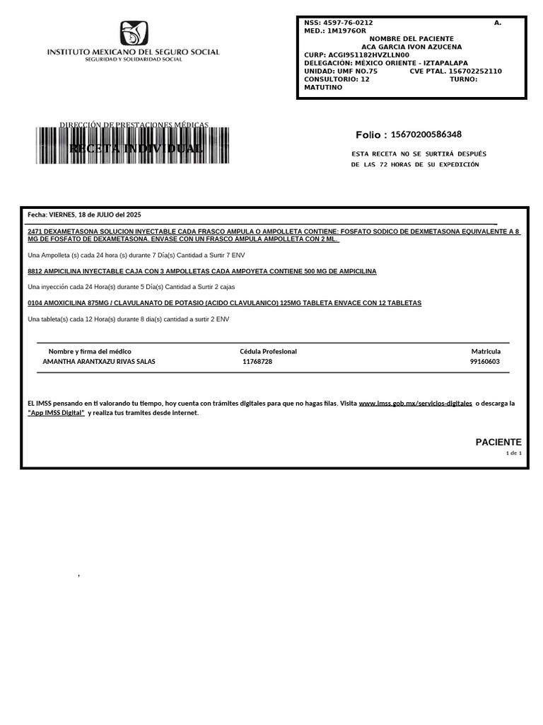 Receta IMSS Editable | PDF