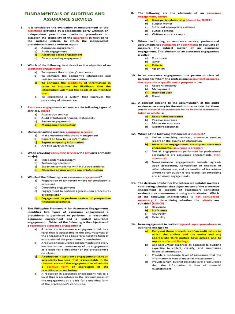 Auditing and Assurance Services Overview | PDF | Audit | Internal Audit