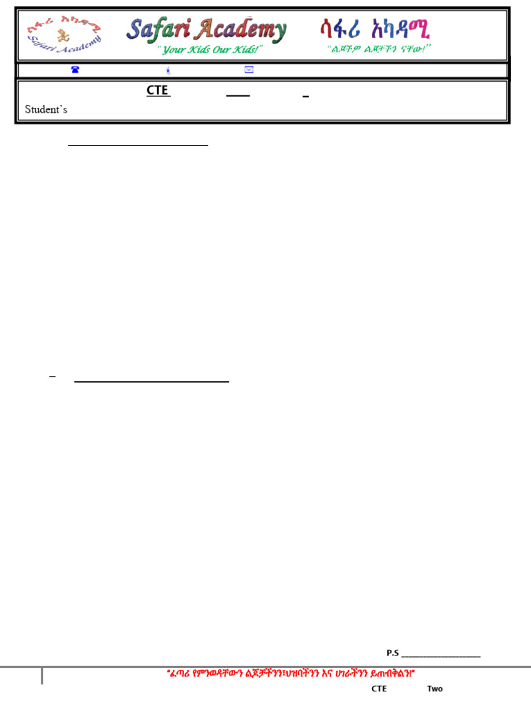 CTE Worksheet Two For G-8 | PDF