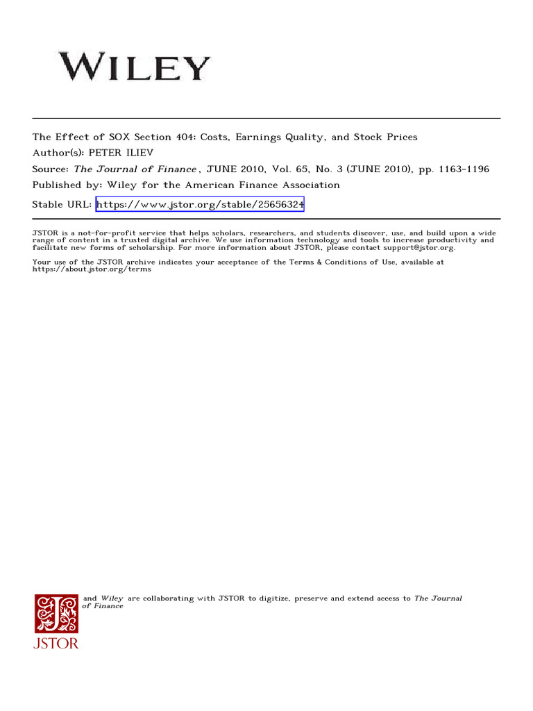 SOX Section 404: Impact on Firms | PDF | Sarbanes–Oxley Act | Audit