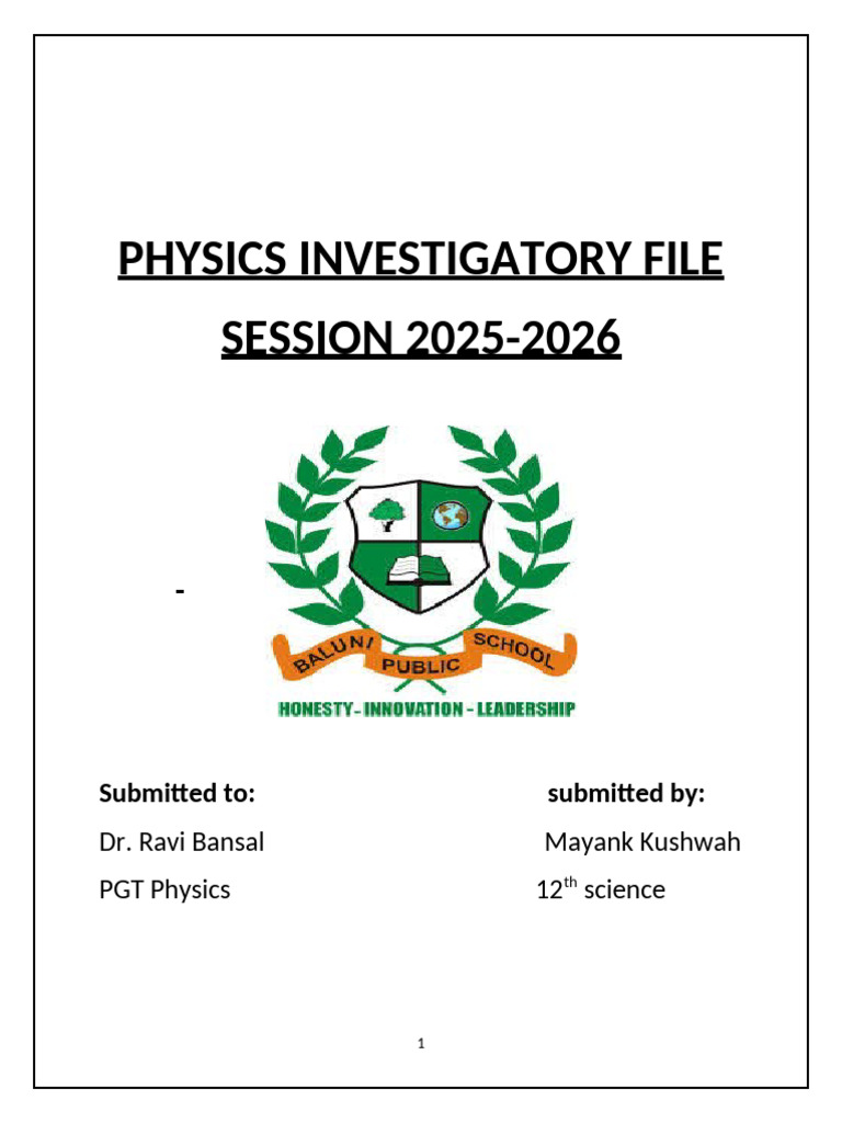 Physics Investigatory File | PDF | Electromagnetism