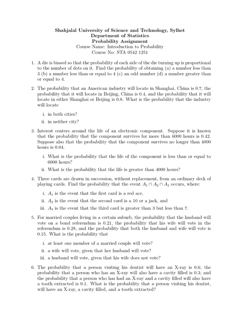 Probability Assignment 2 | PDF | Probability Distribution | Probability ...