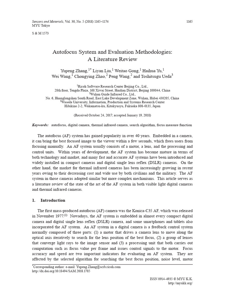 Autofocus Systems: A Literature Review | PDF | Autofocus | Camera