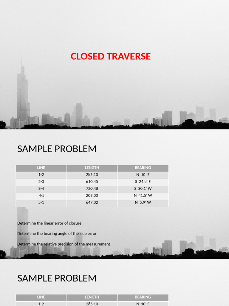 Closed Traverse Problem Solutions | PDF | Applied Mathematics