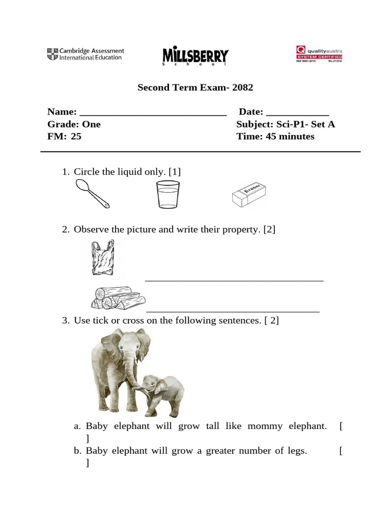 Second Term Science Exam 2082 | PDF