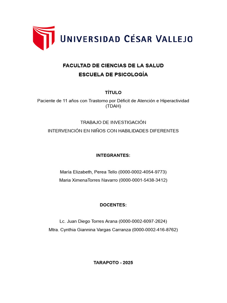 INFORME FINAL HABILIDADES DIFERENTES.docx | PDF | Desorden hiperactivo ...