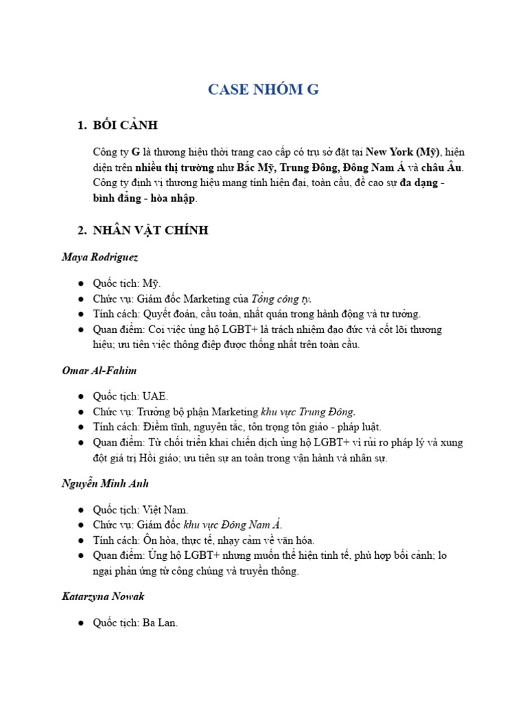 Case Công Ty G | PDF
