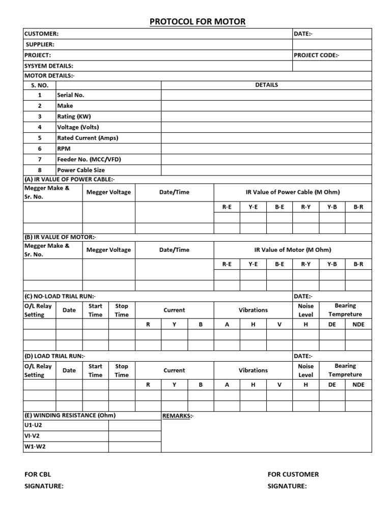 Protocol For Motor | PDF