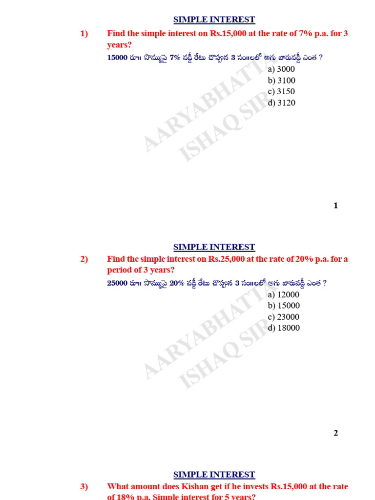 Simple Interest PPT Work-Final | PDF | Interest | Percentage
