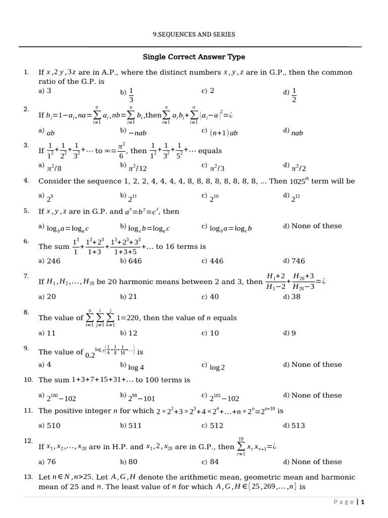 Advanced - Maths - Sequences and Series | PDF | Mean | Mathematics