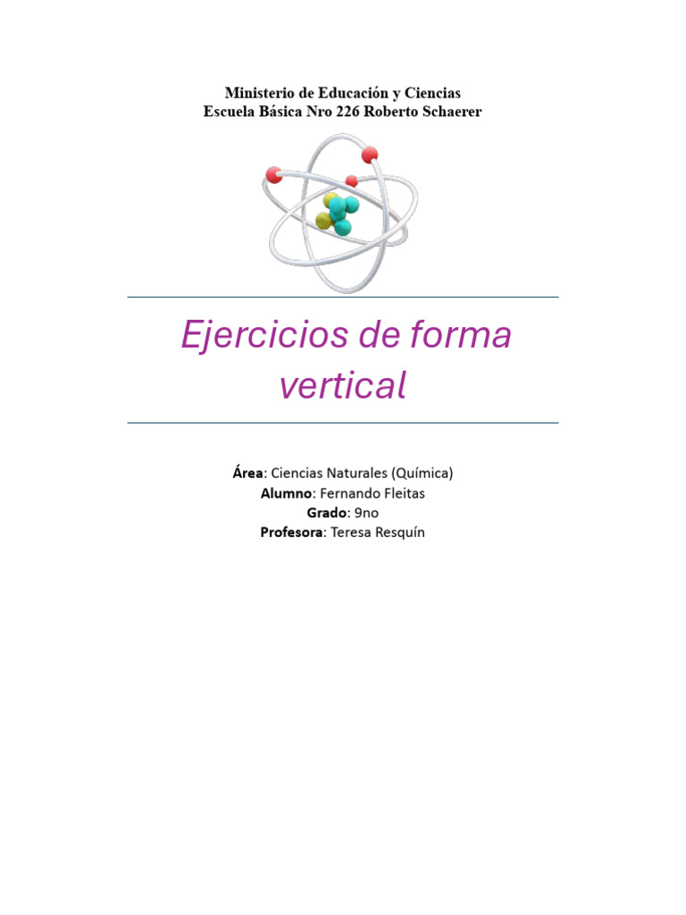 Ejercicios de Química para 9no Grado | PDF