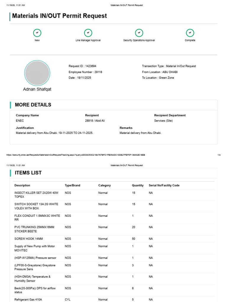 Materials IN - OUT Permit Request-6 | PDF
