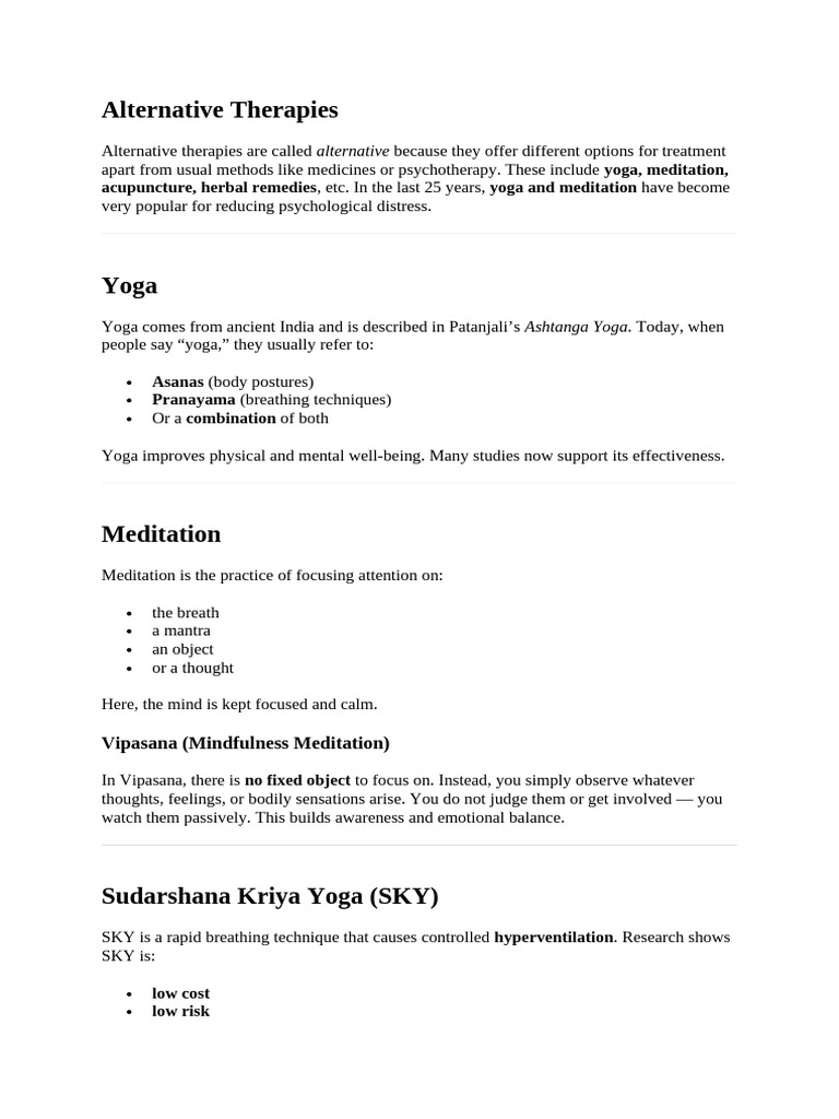 Alternative Therapies CH 5 | PDF | Meditation | Yoga