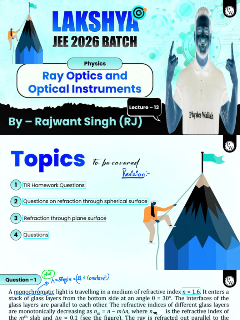 Ray Optics and Optical Instruments 13 - Class Notes - Lakshya JEE 2026 ...