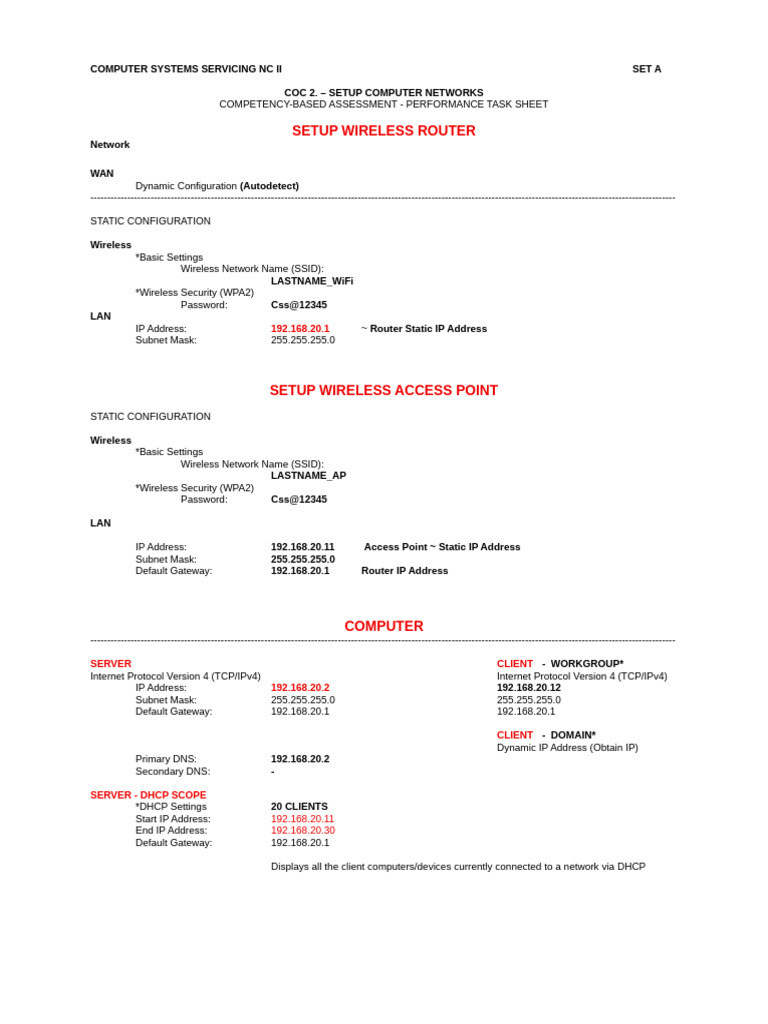 Performance Task_coc 3. Setup Computer Server | PDF | Ip Address ...