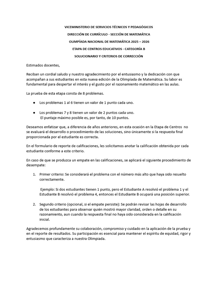 Solucionario Categoría A - Etapa de Centros 2026 | PDF