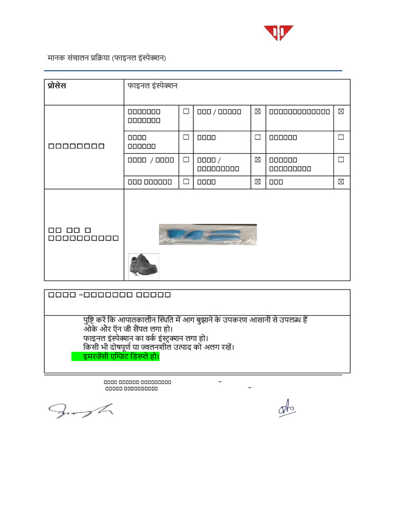 Safe Operating Procedure Final Inspection | PDF