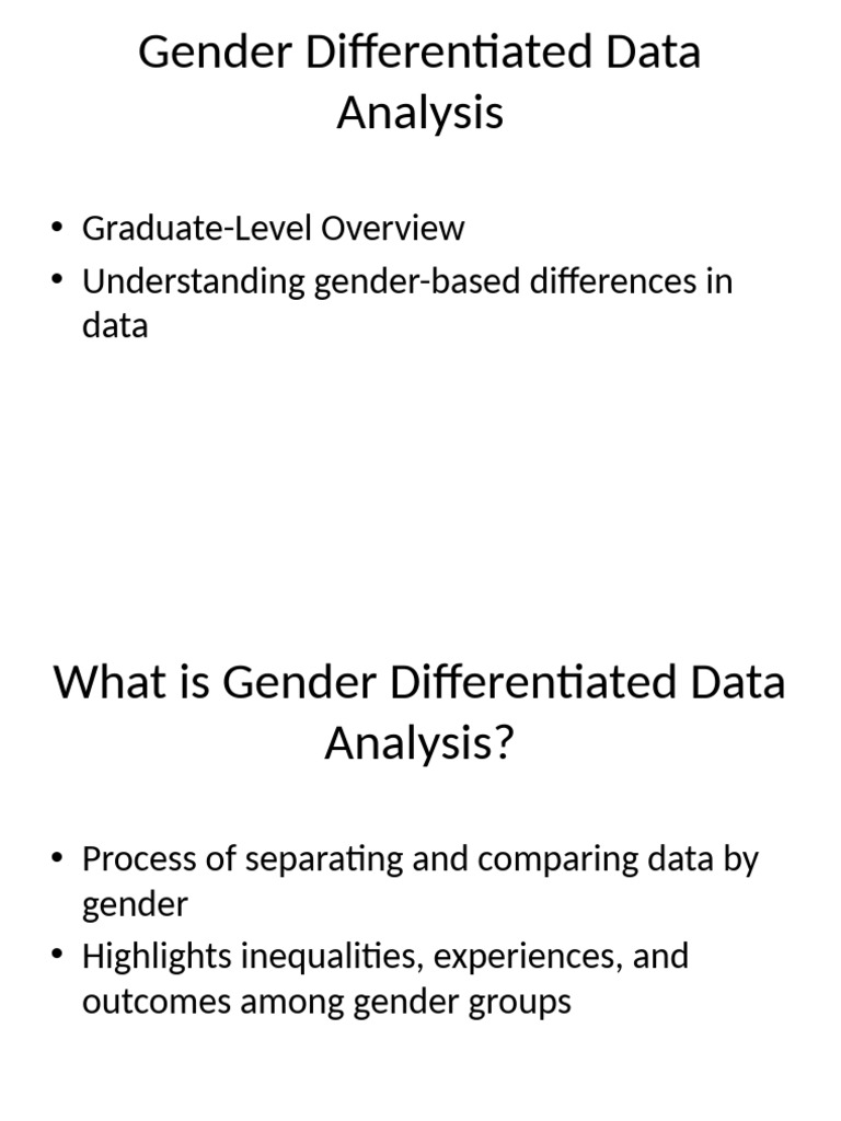 Gender Differentiated Data Analysis Presentation | PDF