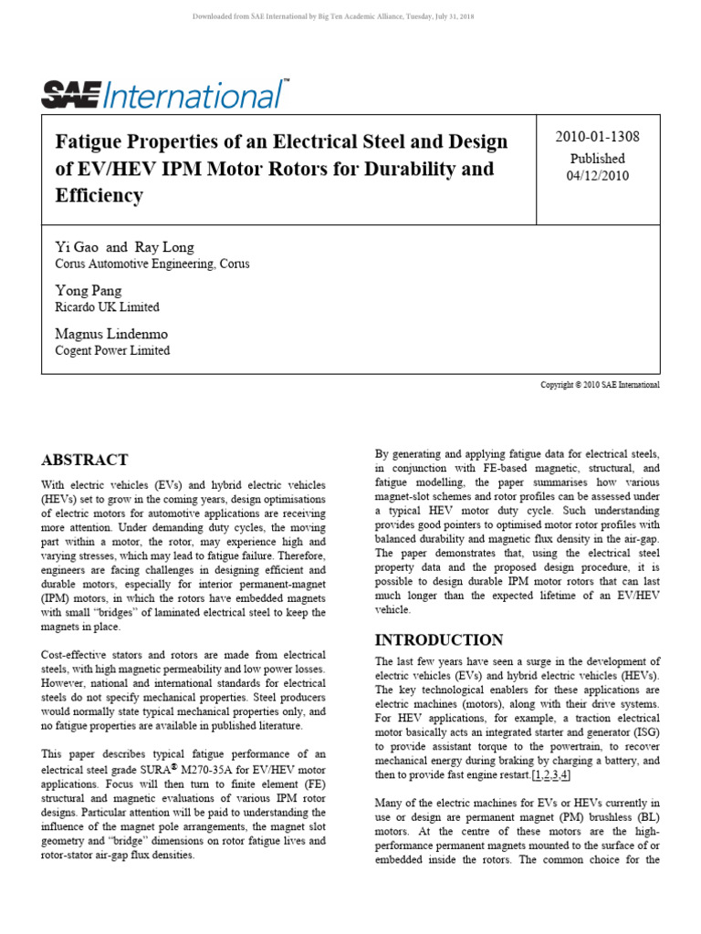 Optimizing IPM Motor Rotor Durability | PDF | Fatigue (Material ...
