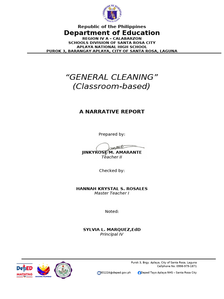 General Cleaning Narrative Report | PDF