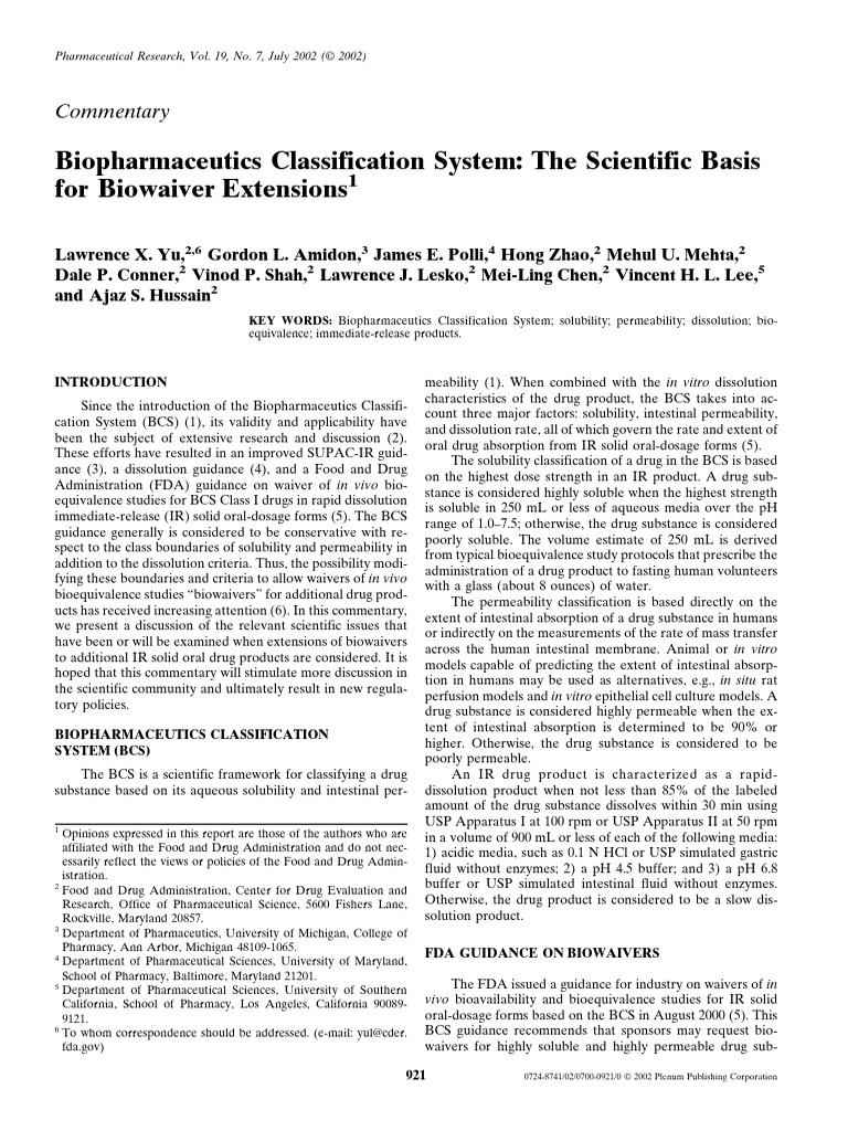2004 Article 375175 | PDF | Bioavailability | Solubility