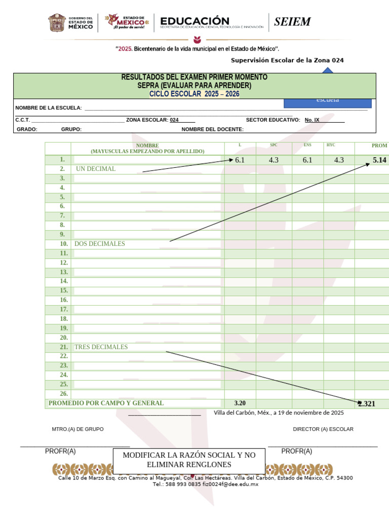 Resultados Examen SEPRA 2025-2026 | PDF