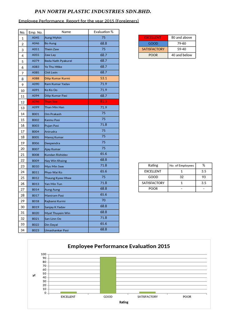 Employee Performance Level 2015 | PDF
