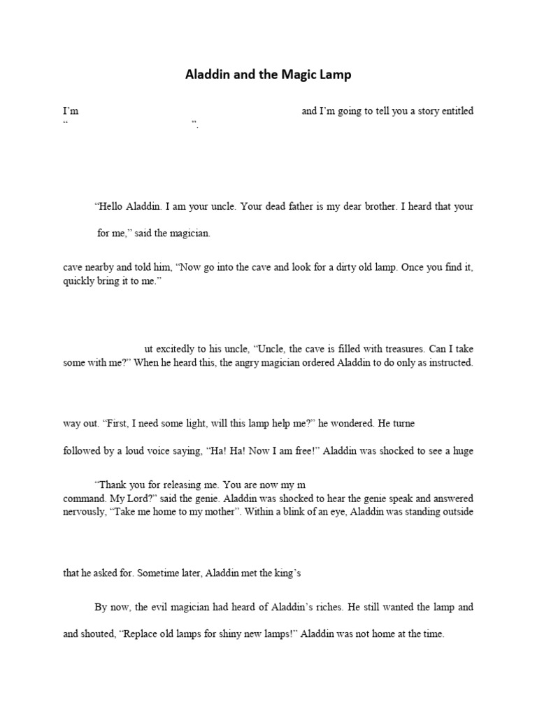 Aladdin and The Magic Lamp | PDF | Fairy Tales | Folklore