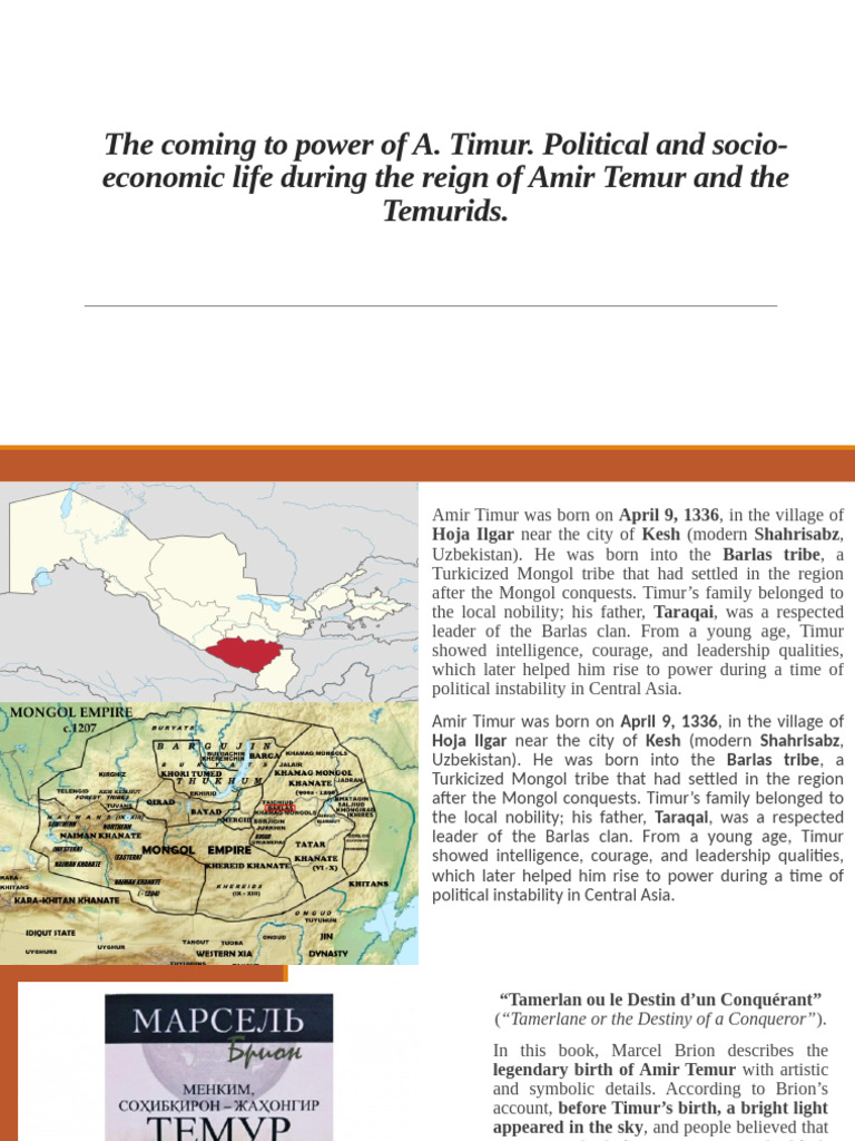 The Coming To Power of A Timur Political and Socio Economic Life | PDF