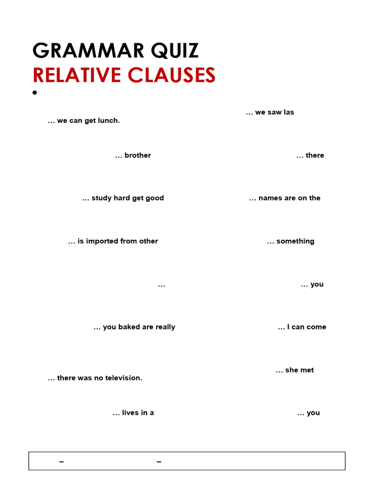 Relative Clause Quiz | PDF