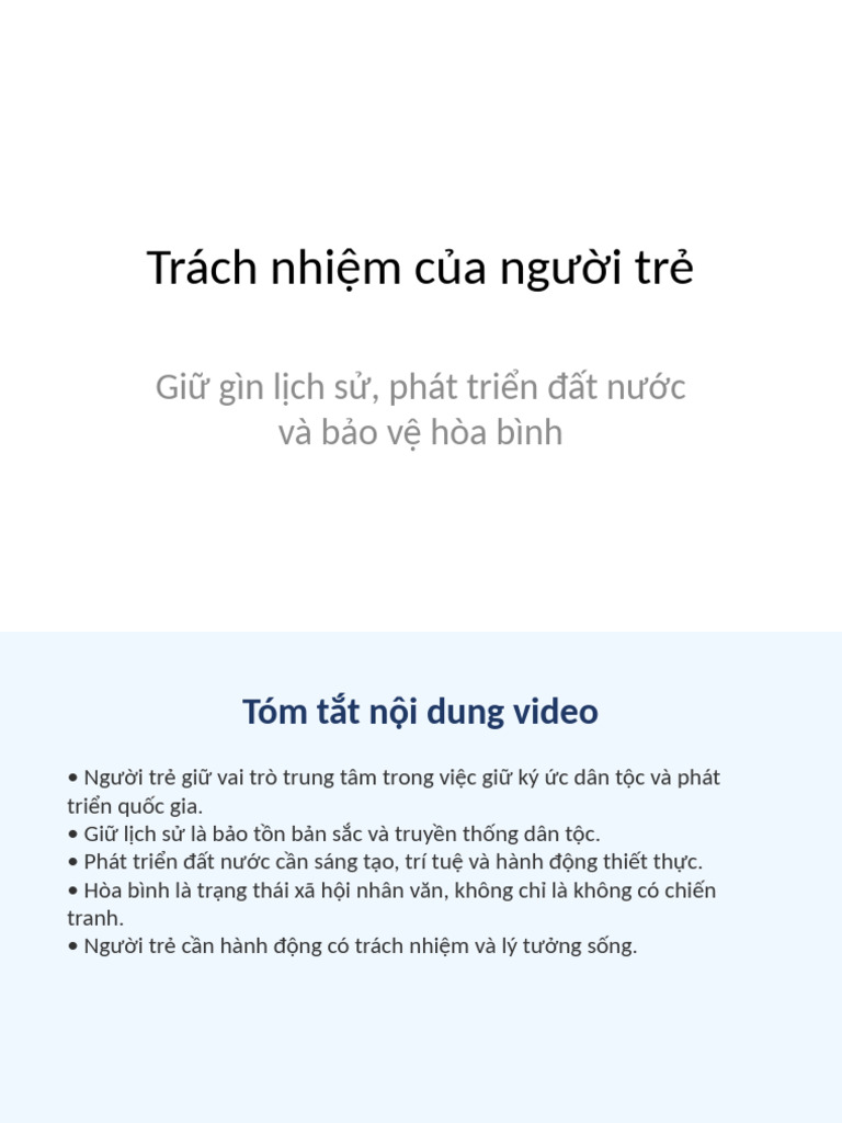 Bai Giang Nguoi Tre Lich Su Hoa Binh | PDF